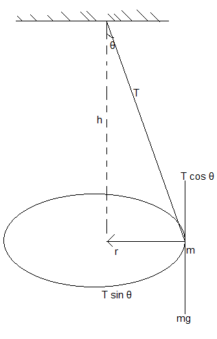 The centripetal acceleration of the bob of a conical pendulum is ...