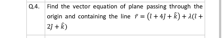 Find the vector equation of plane passing through the origin and ...
