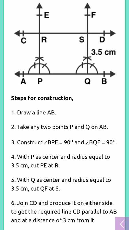 Draw a line AB and draw another line CD parallel to AB at a distance of ...