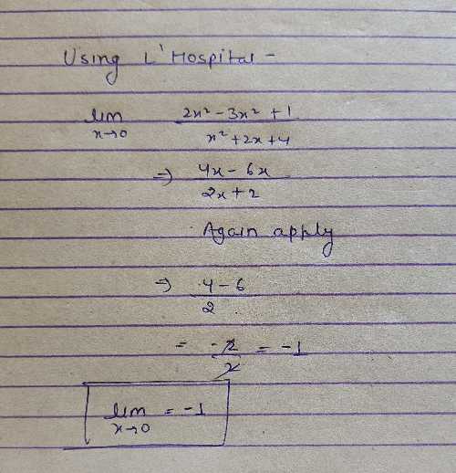 lim _{x \rightarrow \infty} \frac{2 x^{2}-3x^{2}+1}{x^{2}+2 x+4} \) - Sarthaks eConnect ...