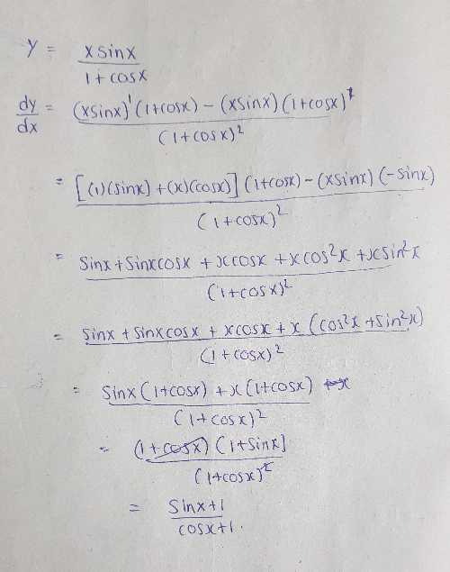 If \( y=\frac{x \sin x}{1+\cos x} \), prove that. \[ \frac{\Delta y ...