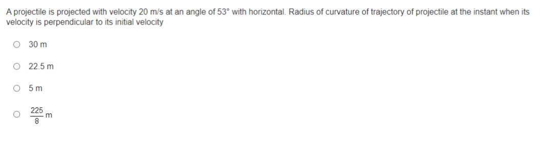 A projectile is projected with velocity 20 m/s at an angle of 53° with ...