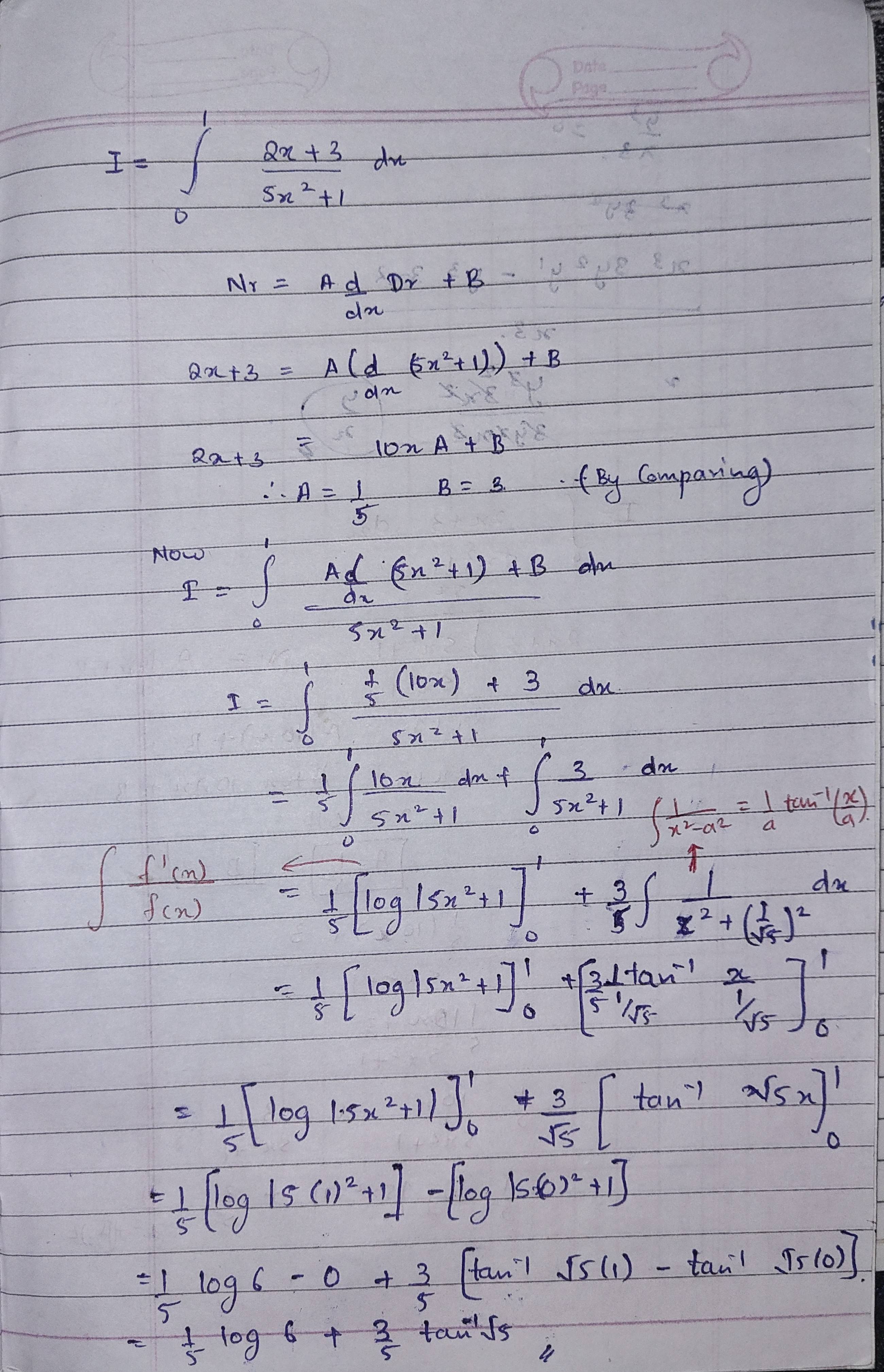 14 int 0 1 frac 2 X 3 5 X 2 1 D X Sarthaks EConnect