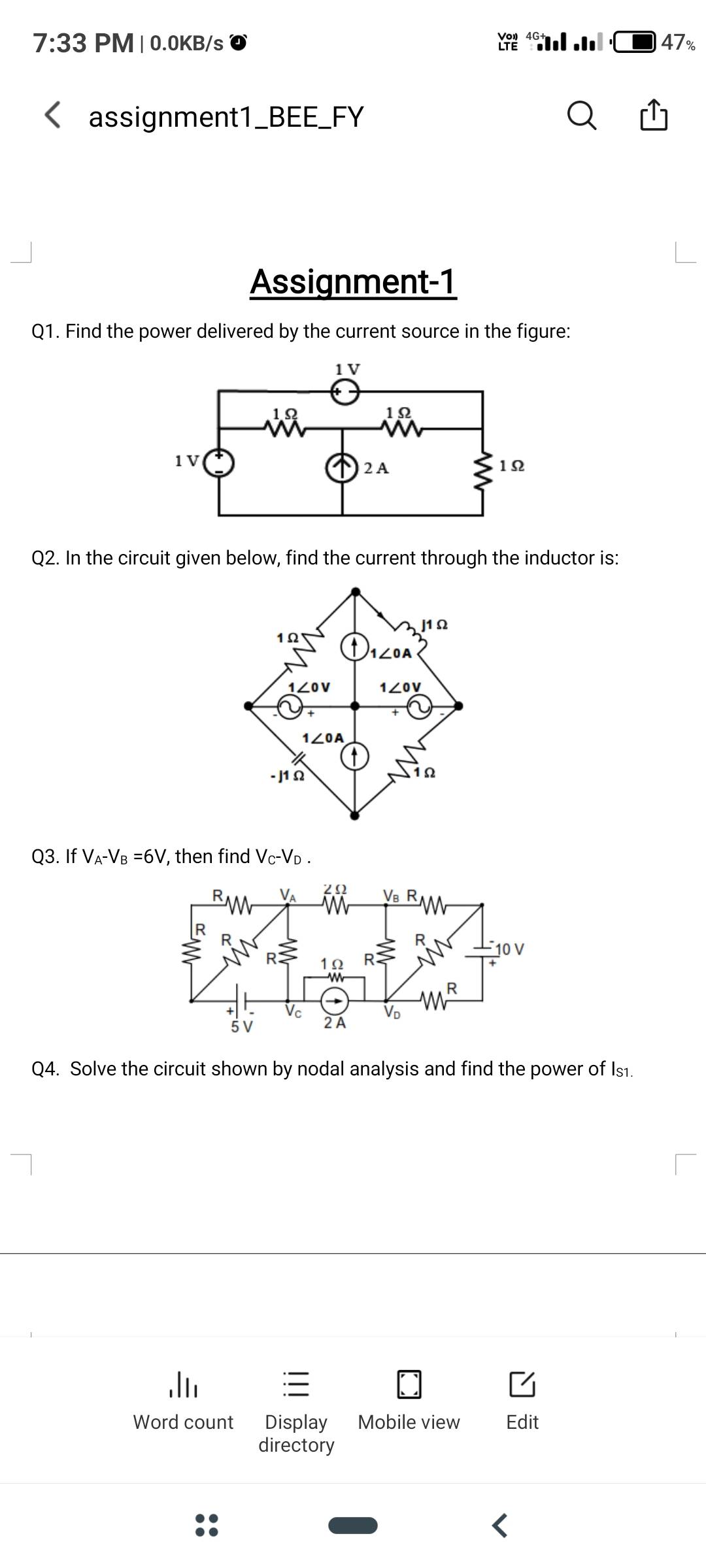 Q1. Find the power delivered by the current source in the figure: - Sarthaks eConnect | Largest ...