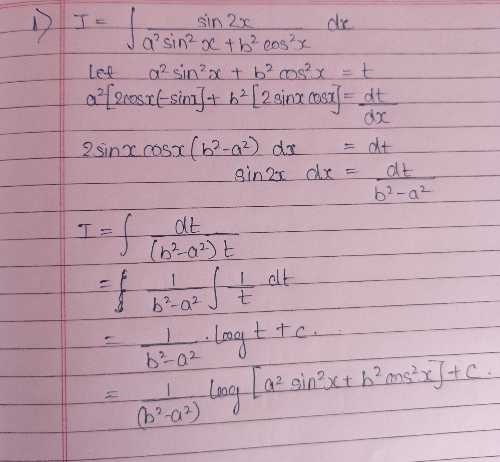 Evaluate ∫sin2x/a^2sin^2x+b^2cos^2x dx. - Sarthaks eConnect | Largest Online Education Community