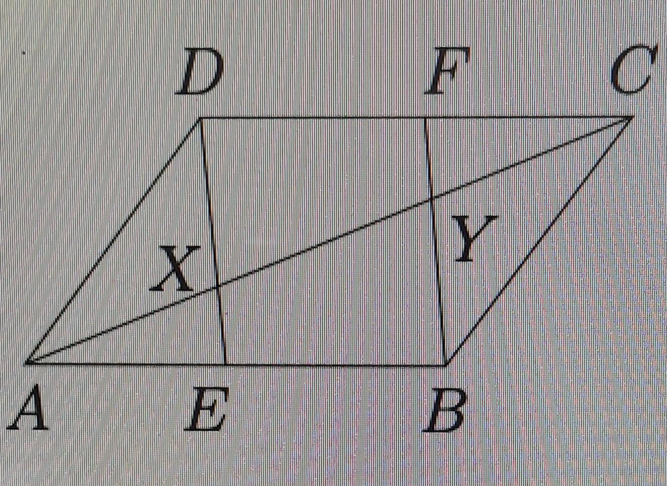 Consider the parallelogram \( A B C D \) as shown in the figure, where \( \frac{A E}{A B}=\frac ...