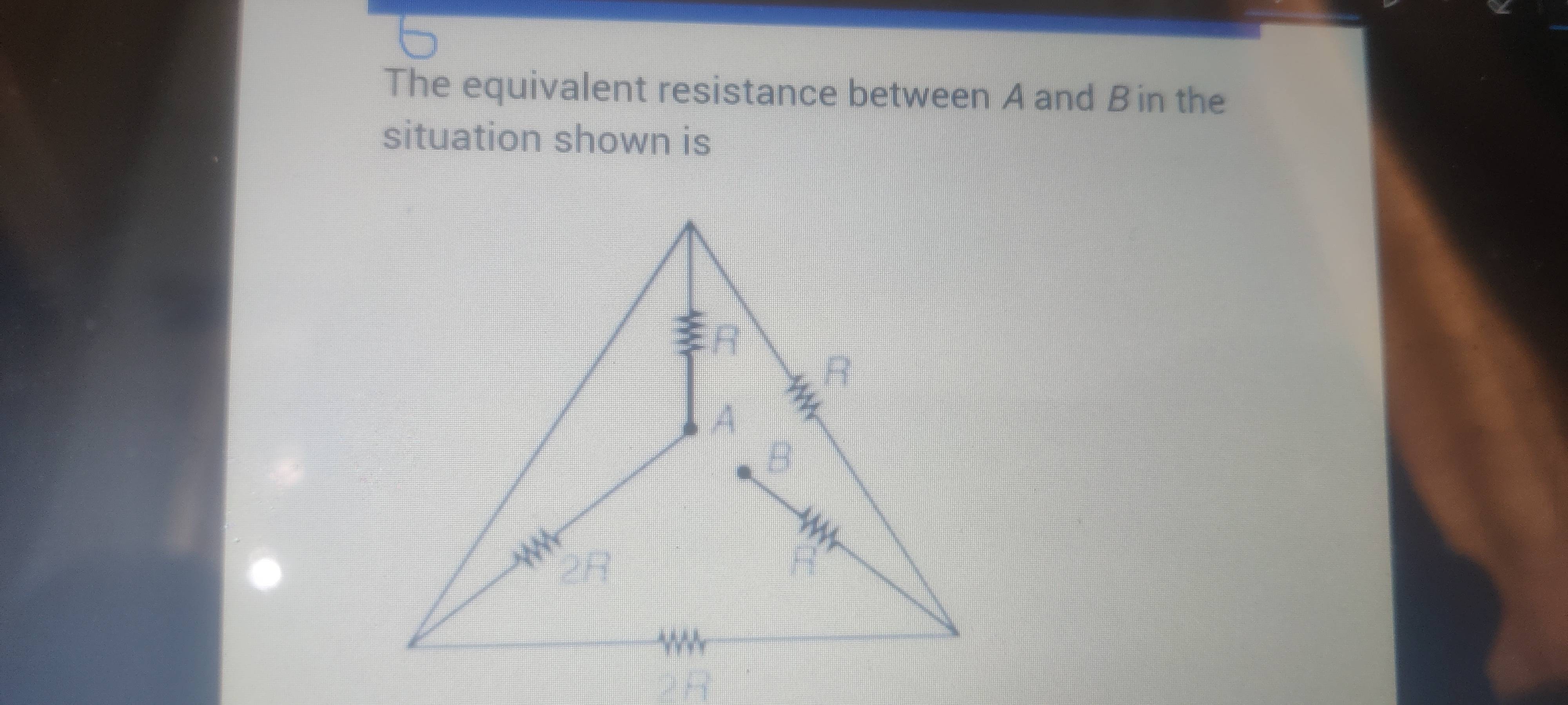 The equivalent resistance between \( A \) and \( B \) in the situation ...
