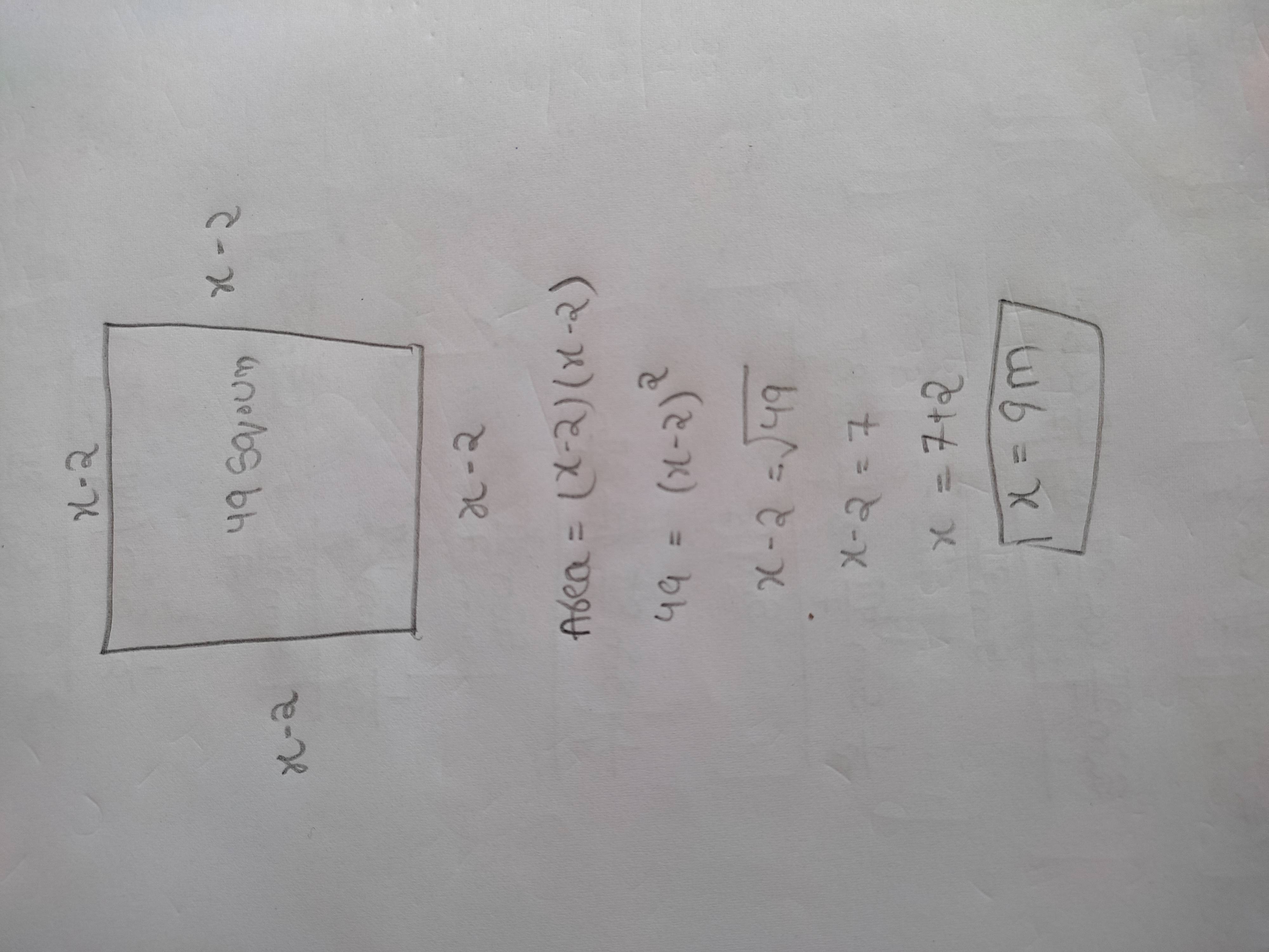 When each side of a square was reduced by 2 meters, its area became ...