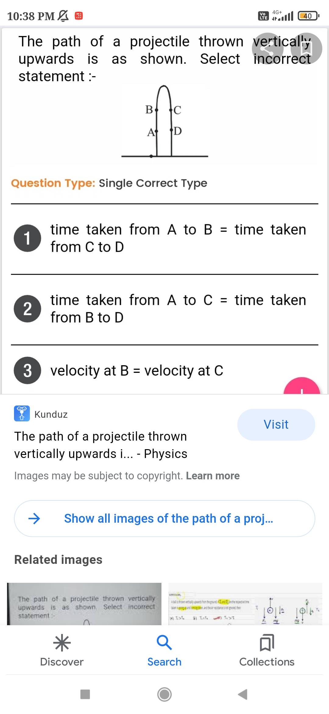 The path of projectile thrown vertically upwards is as shown - Sarthaks eConnect | Largest ...