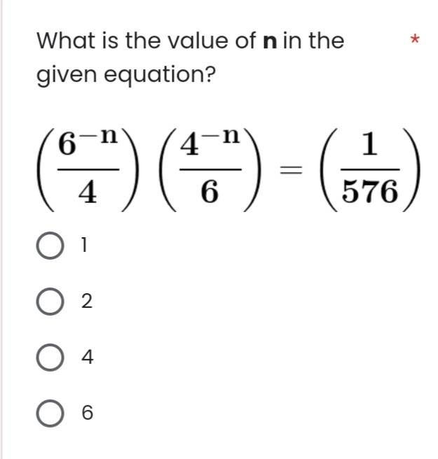 What is the value of \( n \) in the given equation? \[ \left(\frac{6 ...
