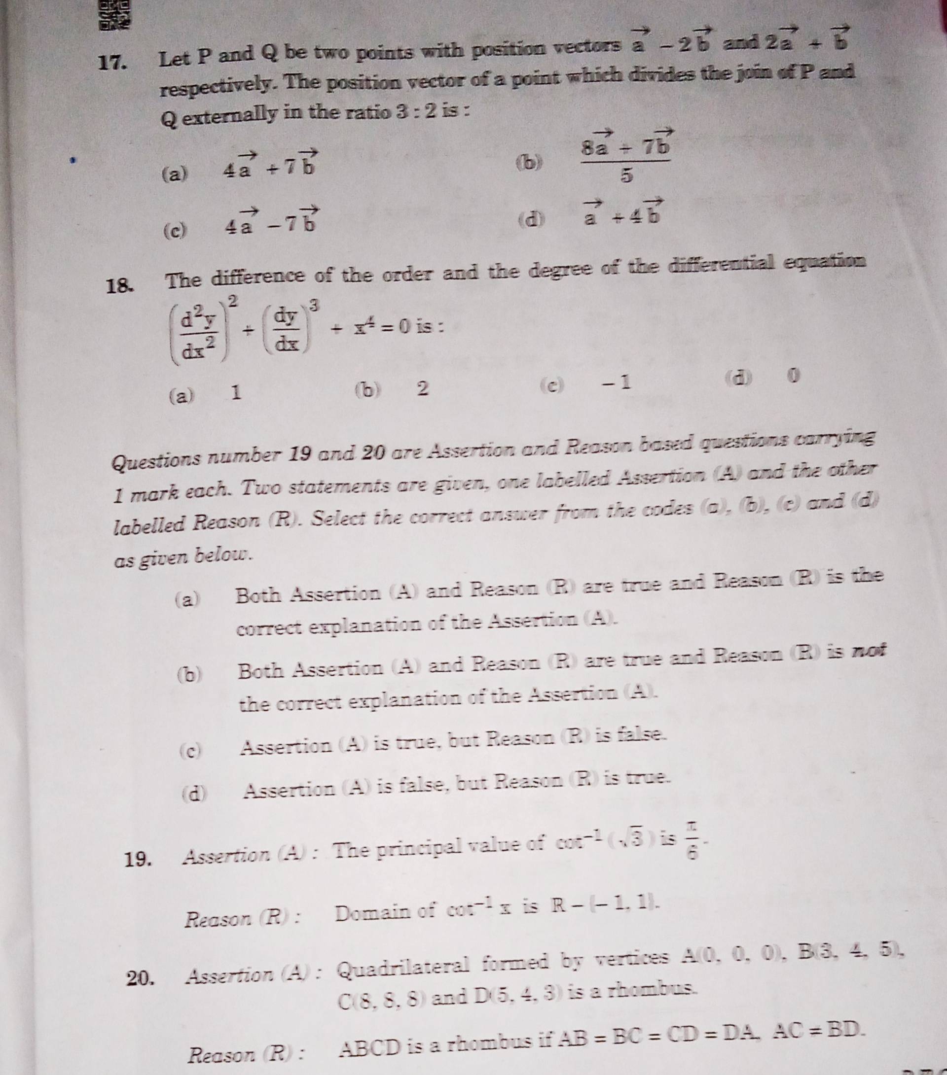 Multiple Choice Question and Assertion/Reason - Sarthaks eConnect ...