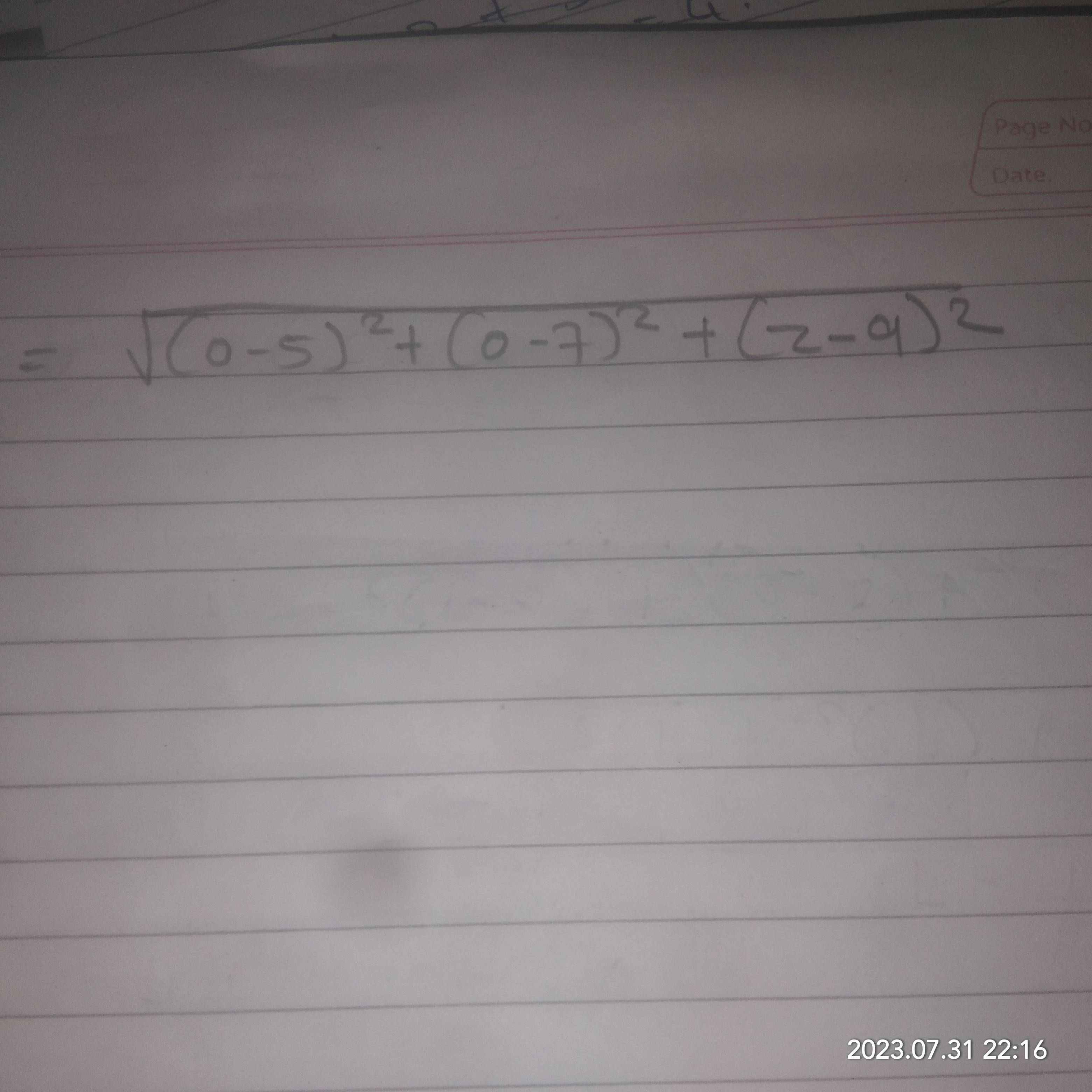 √{(0-5)^2+(0-7)^2+(z-9)^2} - Sarthaks eConnect | Largest Online ...