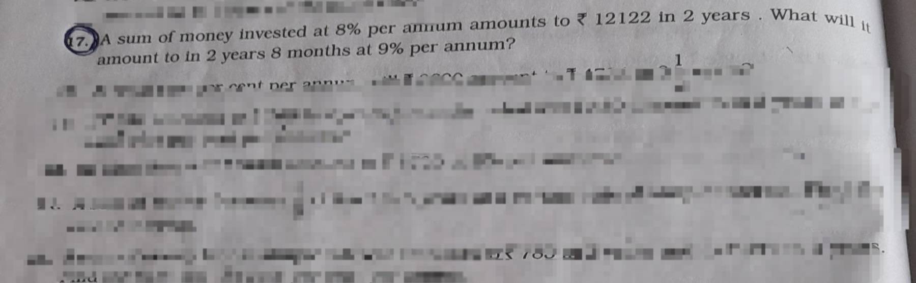 A sum of money invested at 8% per annum amounts to Rs.12122 in 2 years ...